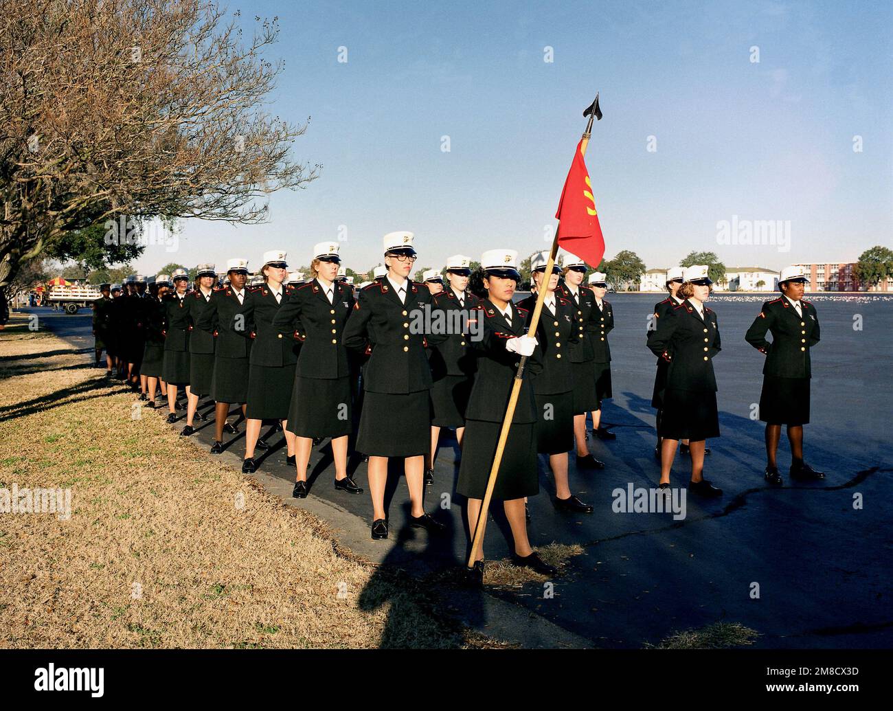 Women Marines stand in formation during graduation ceremonies for a 4th ...