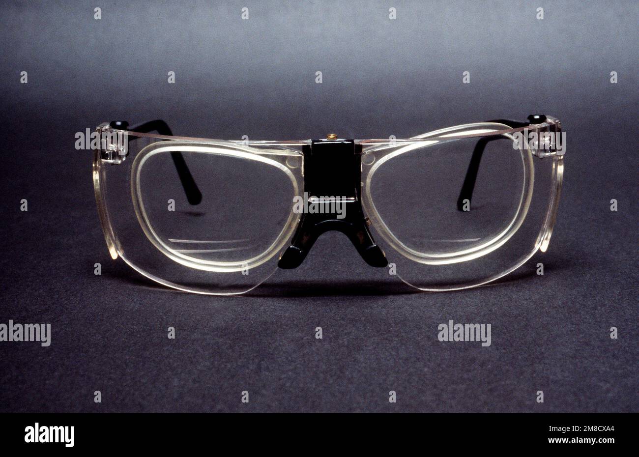 A front view of a prototype ballistic/laser eye protection unit for ...