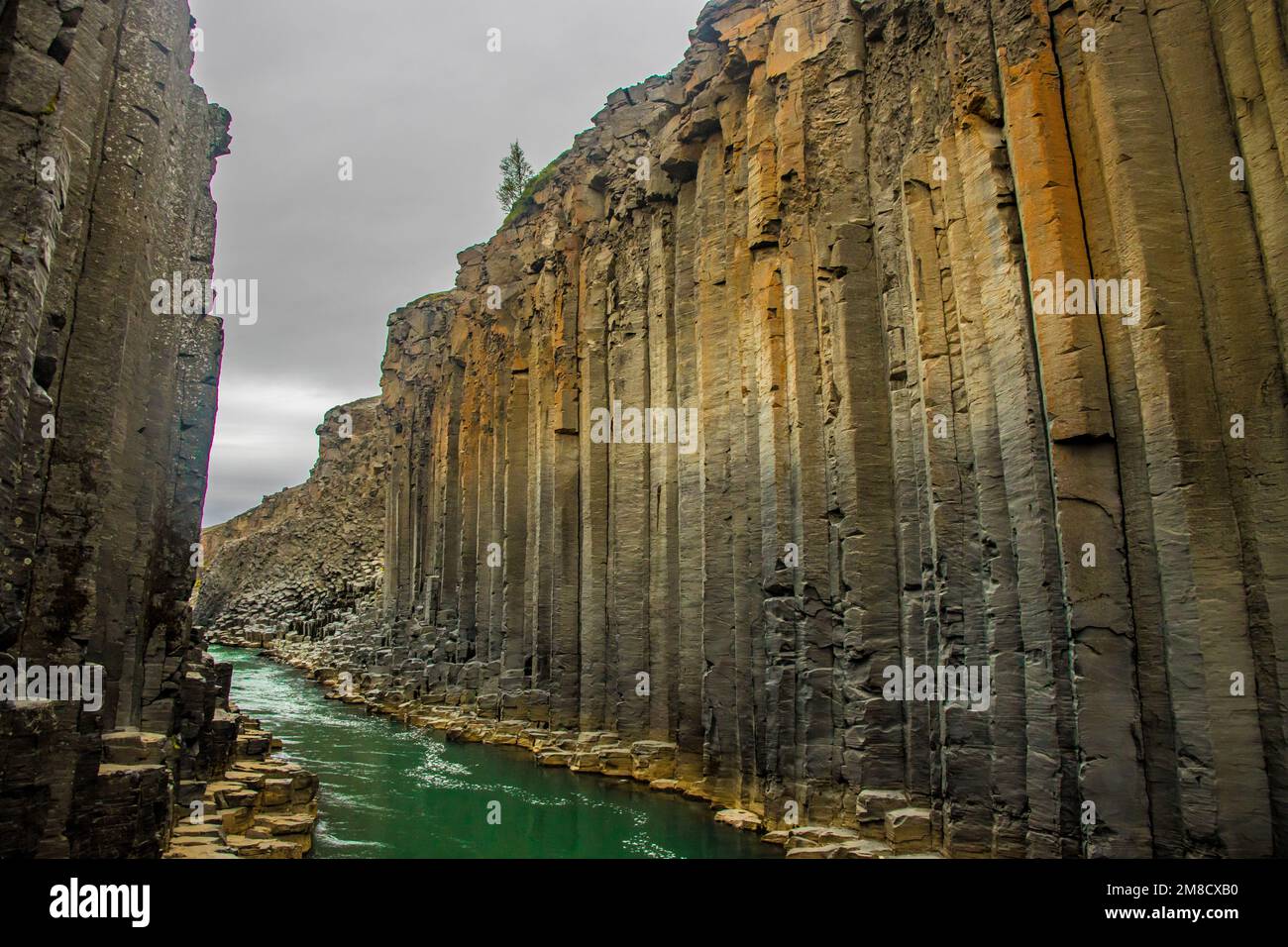 Studlafoss and Studlagil Basalt Rock Columns Canyon Dramatic Landscape ...