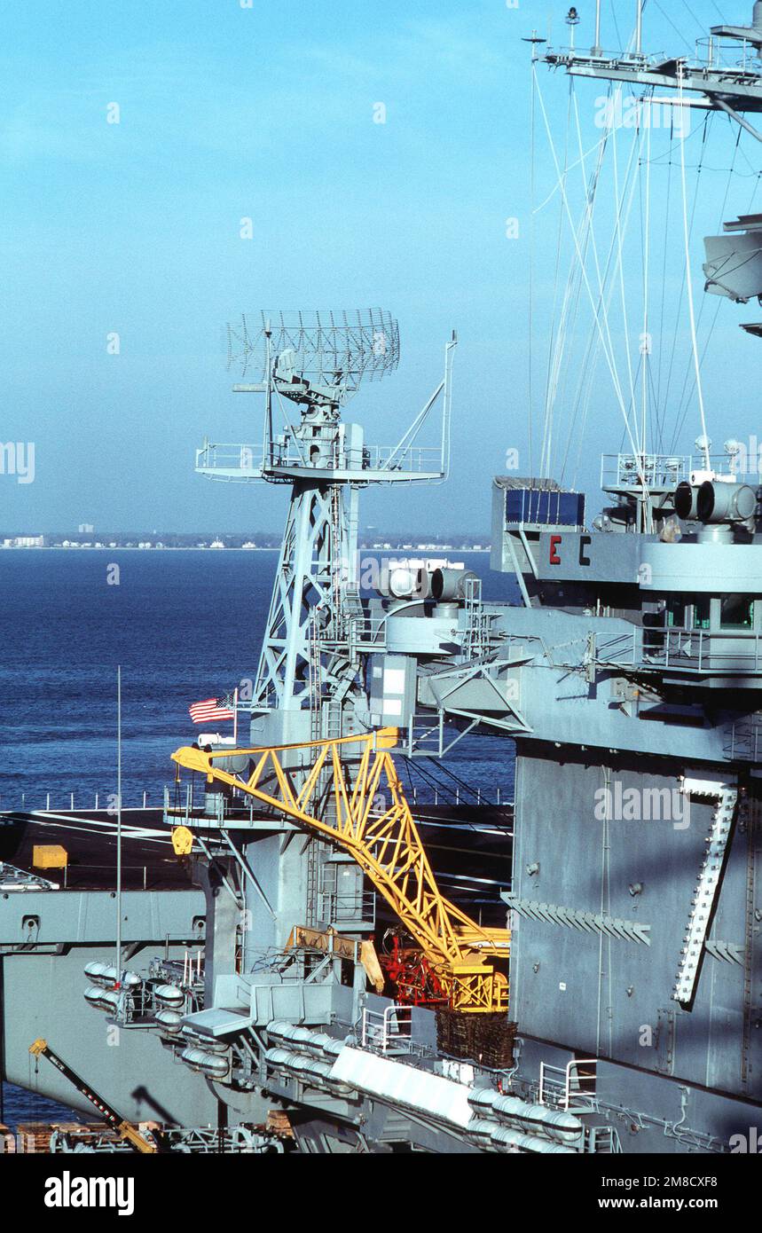 A view of the lattice mast behind the island of the nuclear-powered ...