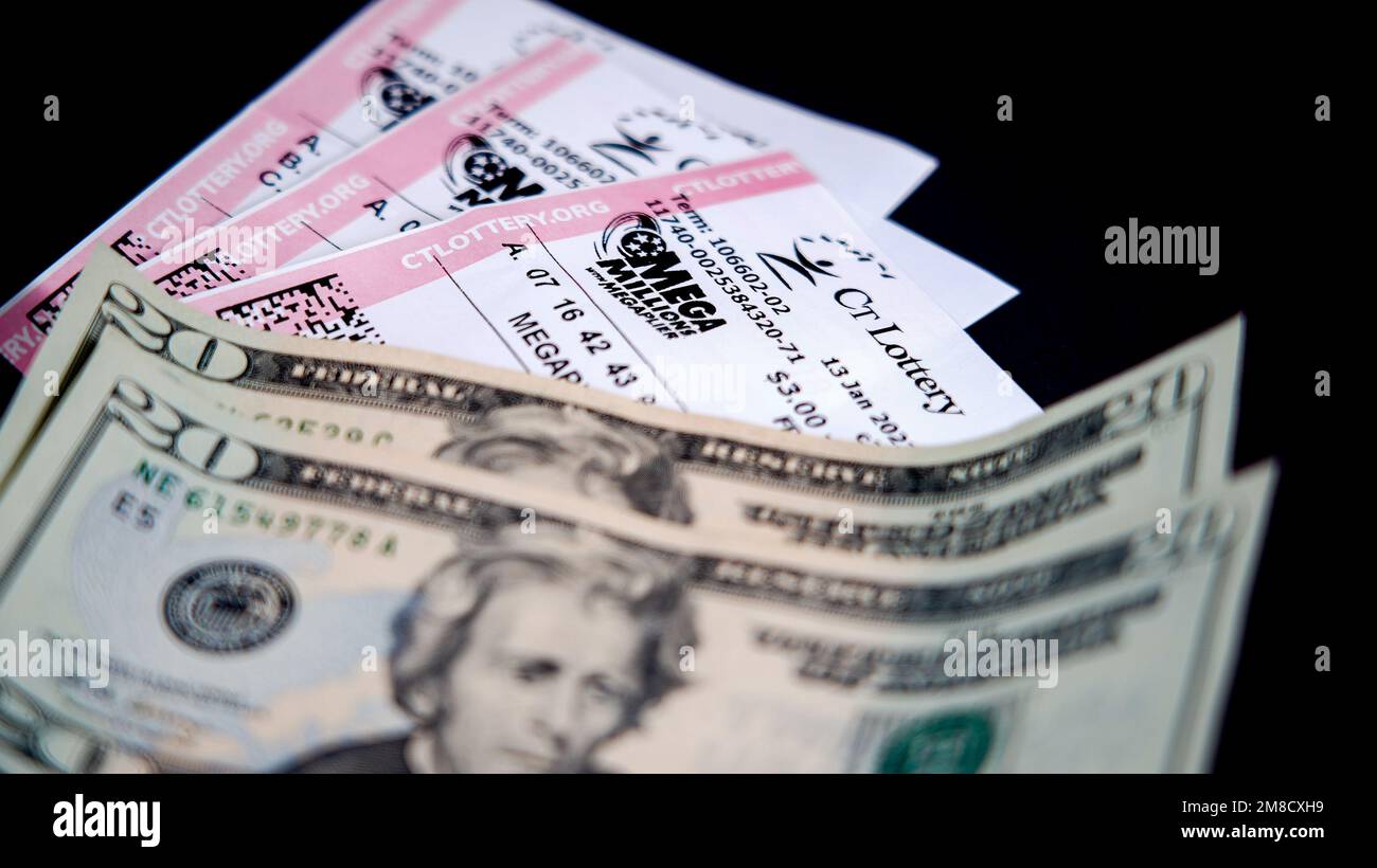 NORWALK, CT, USA, - JANUARY 13, 2023: Mega milions CT Lottery ticket ...