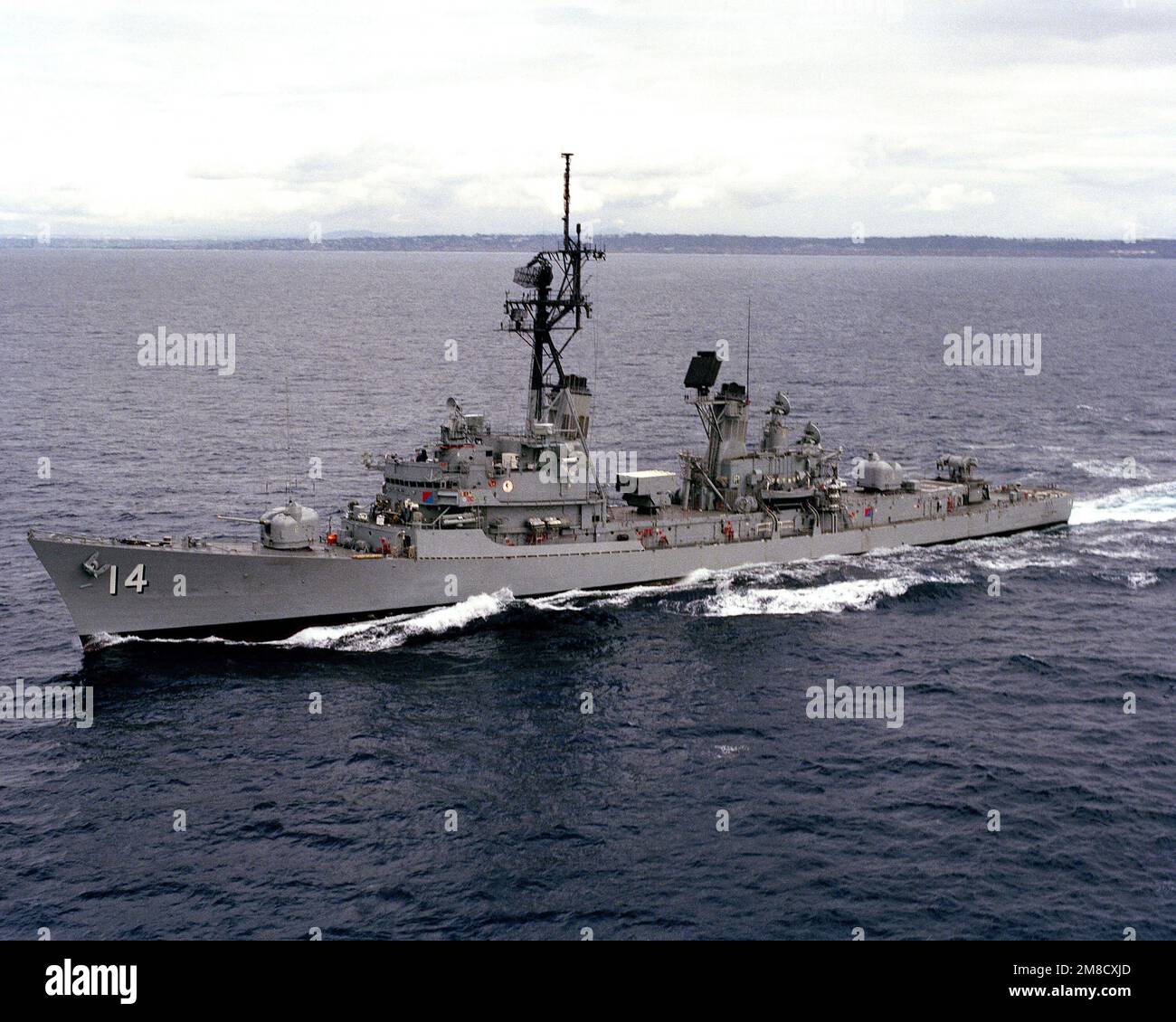 A port bow view of the guided missile destroyer USS BUCHANAN (DDG 14 ...