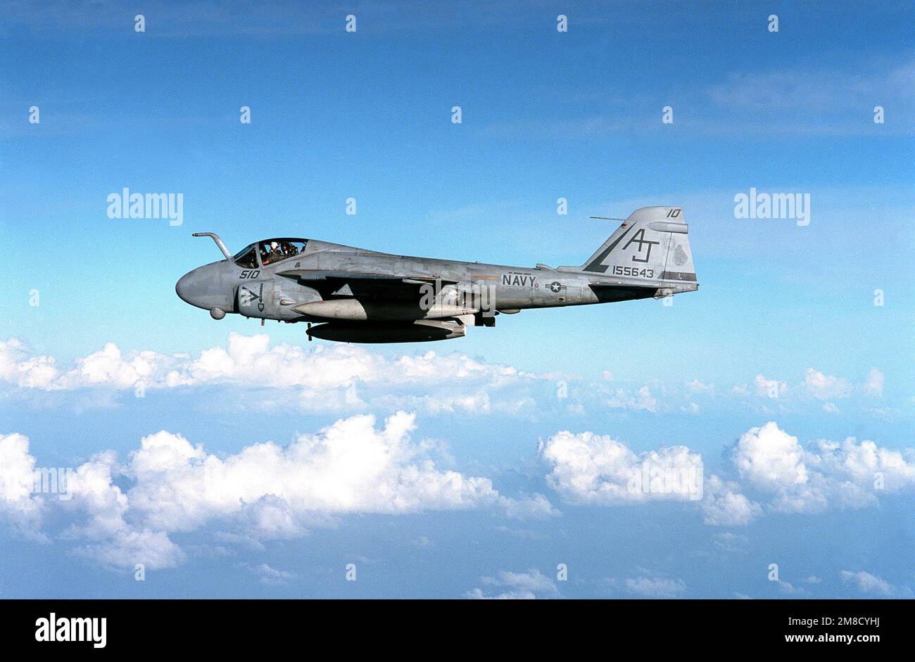 A left side view of an Attack Squadron 65 (VA-65) A-6E Intruder ...