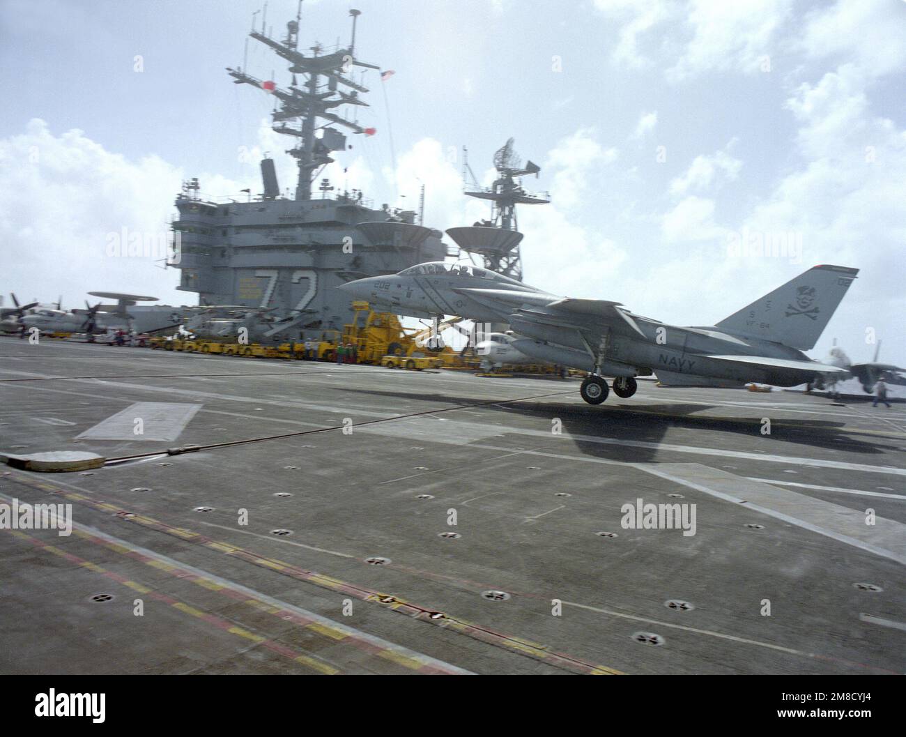 A Fighter Squadron 84 (VF-84) F-14A Tomcat aircraft, its tail hook ...