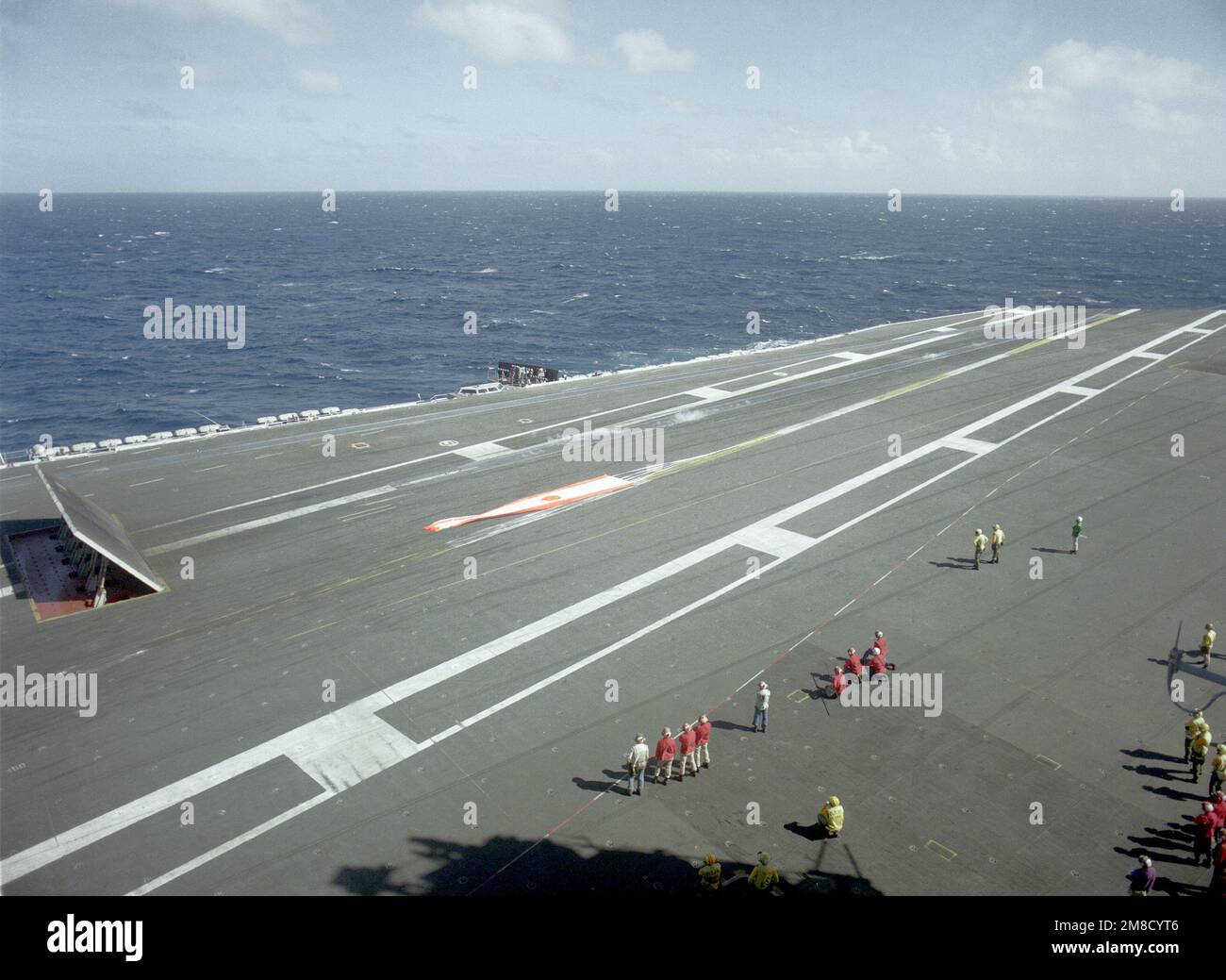An aerial banner target on the flight deck of the nuclear-powered ...