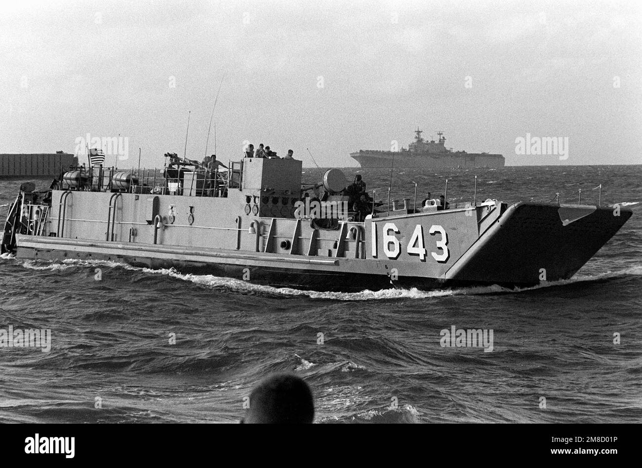 The utility landing craft LCU-1643 approaches the beach at Vieques ...