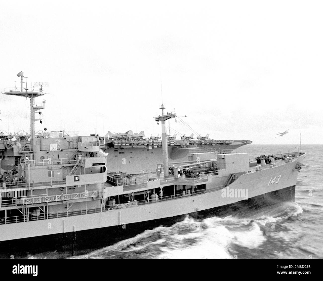 A starboard view of the fleet oiler USNS NEOSHO (T-AO-143) as seen from ...