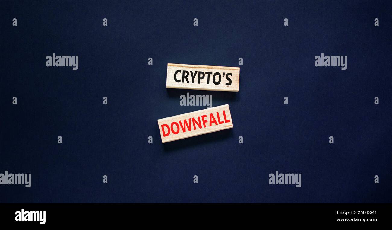Crypto downfall symbol. Concept words Cryptos downfall on wooden blocks ...