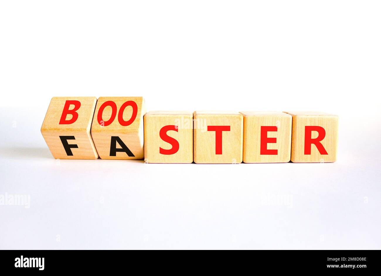 Booster and faster symbol. Concept word Booster Faster on wooden cubes ...