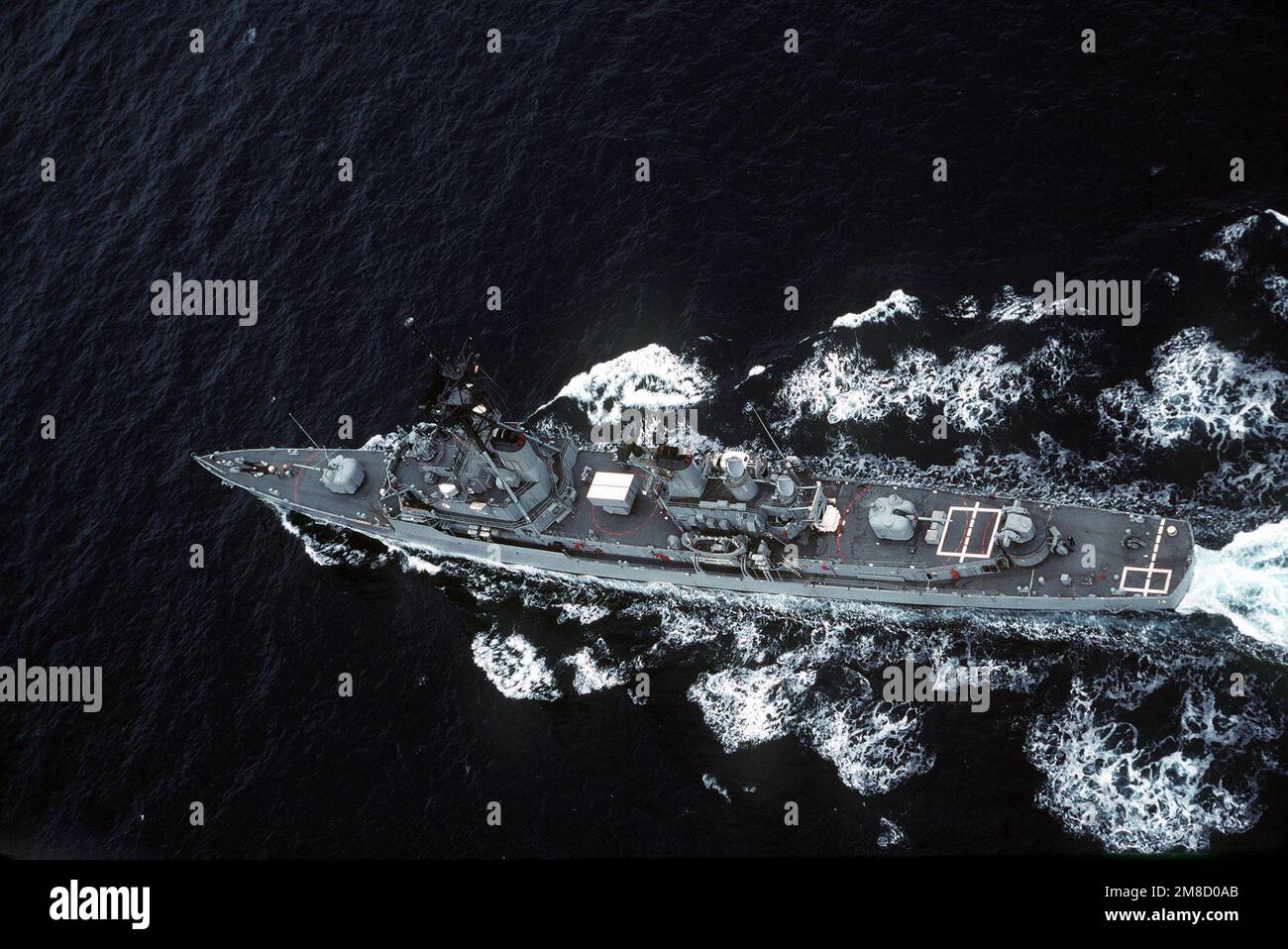 An overhead view of the guided missile destroyer USS BUCHANAN (DDG-14 ...