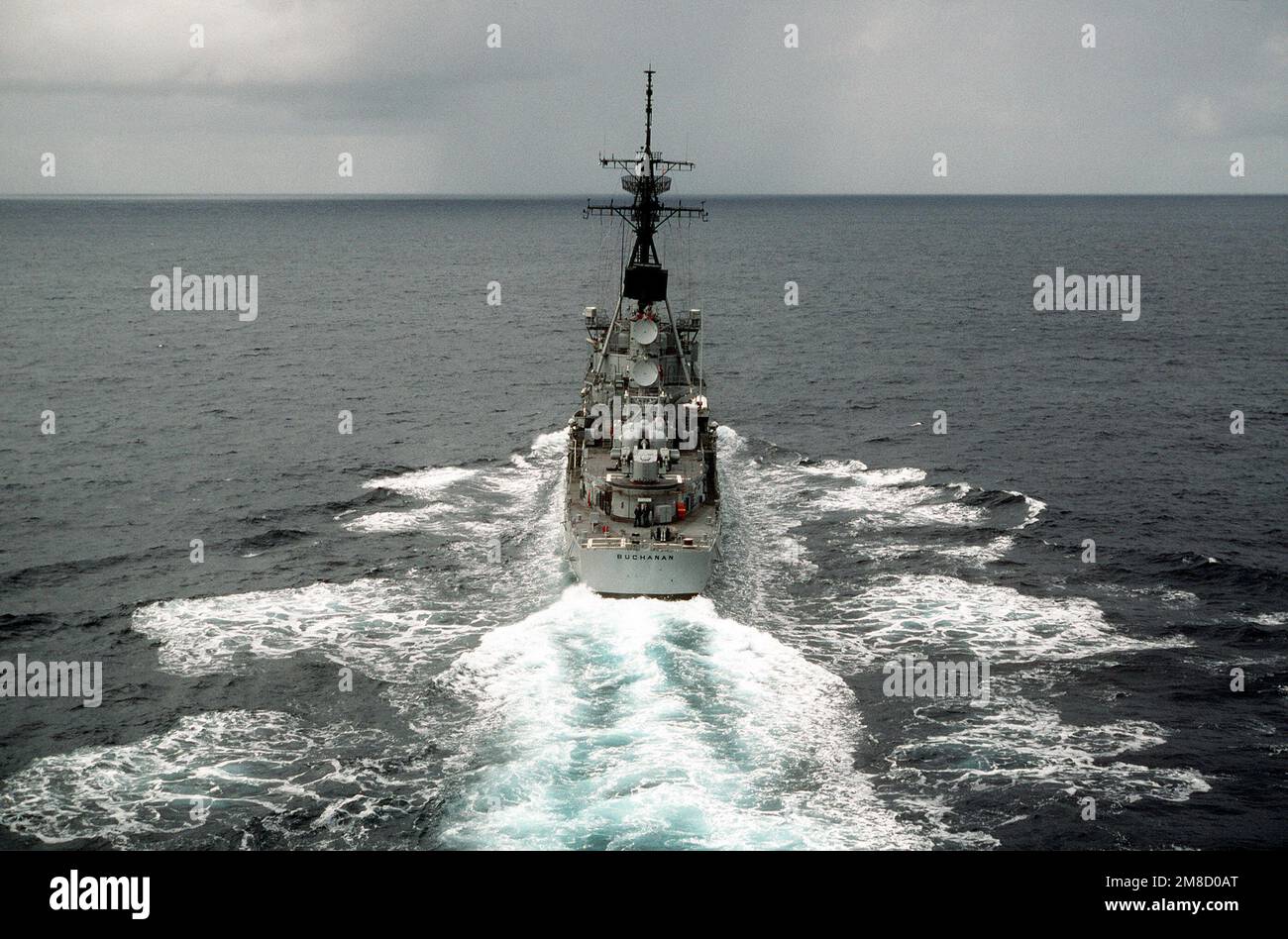 A stern view of the guided missile destroyer USS BUCHANAN (DDG-14 ...