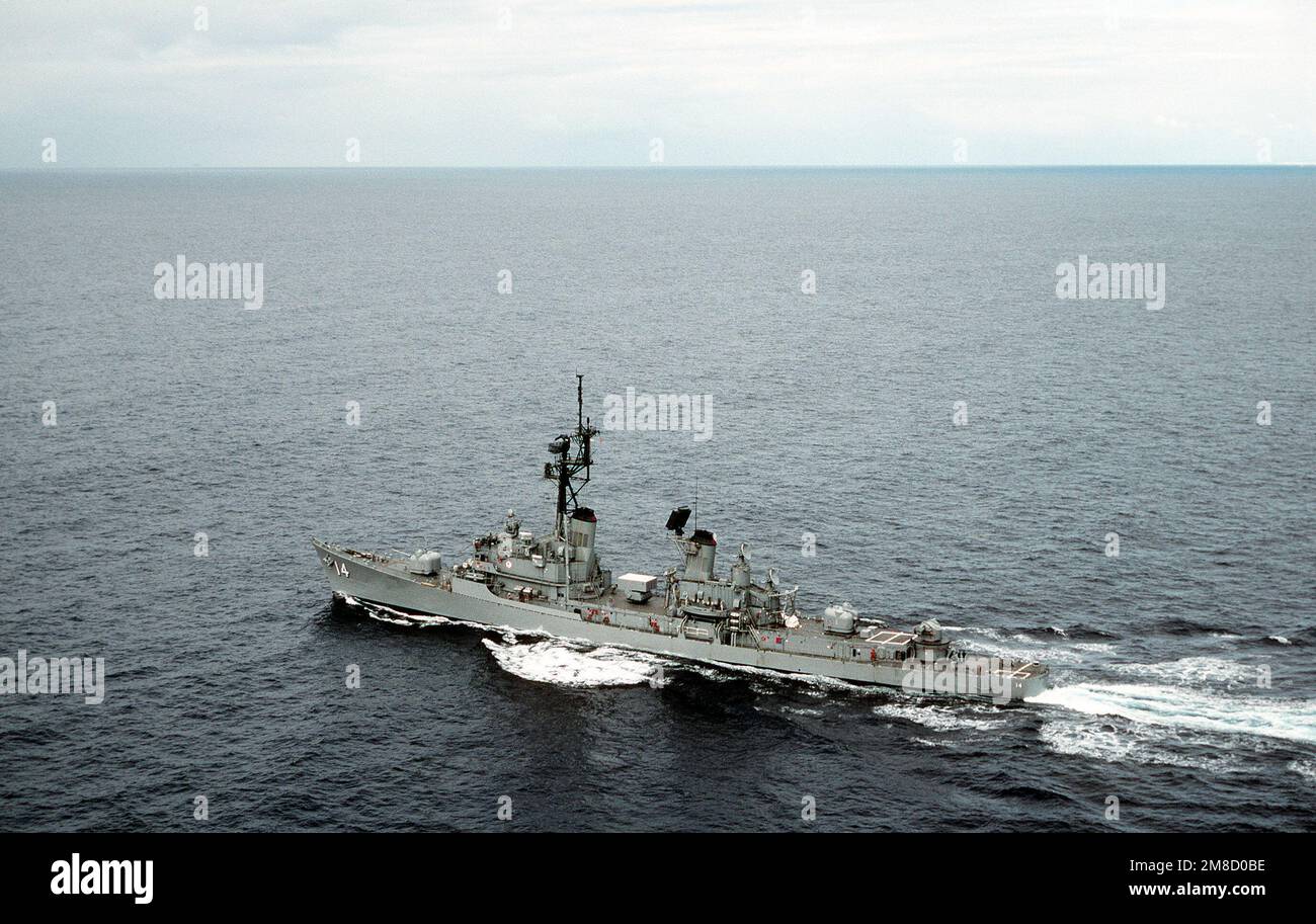A port view of the guided missile destroyer USS BUCHANAN (DDG-14 ...