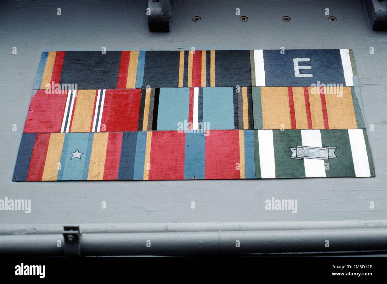 The ribbon board mounted on the wooden superstructure of the ...