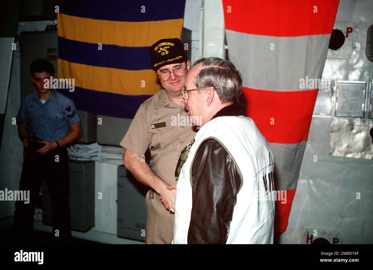 Secretary of the Navy H. Lawrence Garrett III, arriving for a visit ...