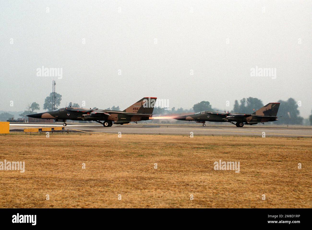 F-111F aircraft of the 48th Tactical Fighter Wing take off for Saudi ...