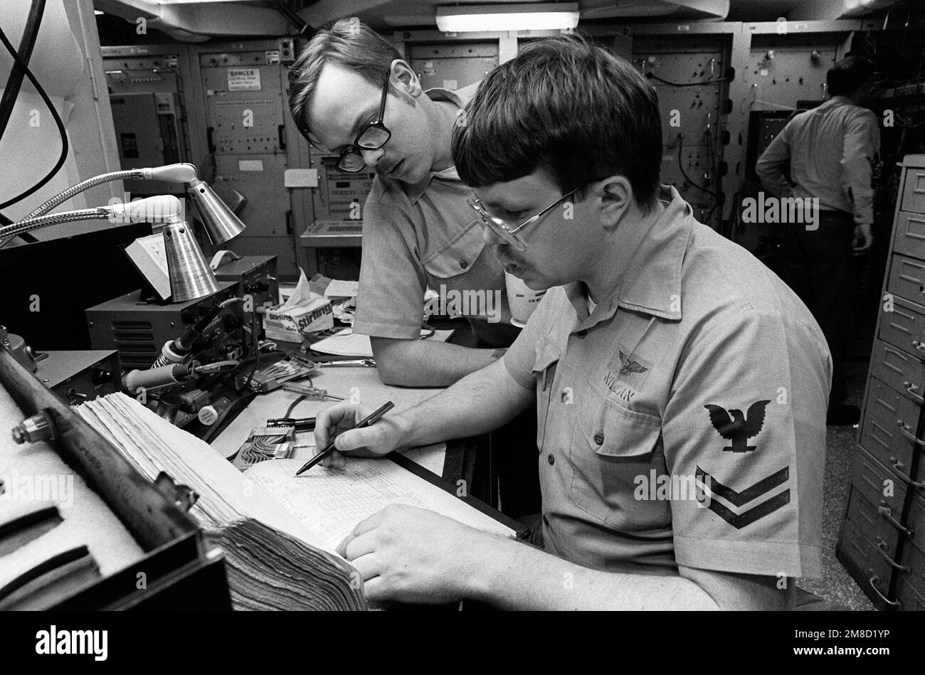 Military aircraft maintenance procedures Black and White Stock Photos ...