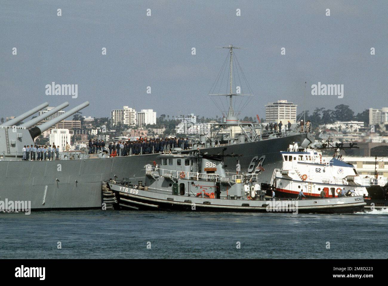 The large harbor tug WENATCHEE (YTB-808) and the commercial tug CHERYL ...