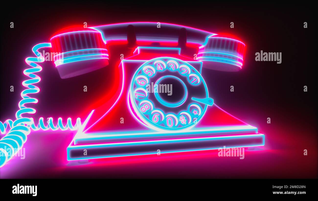 a neon red glowing phone(3d rendering Stock Photo - Alamy