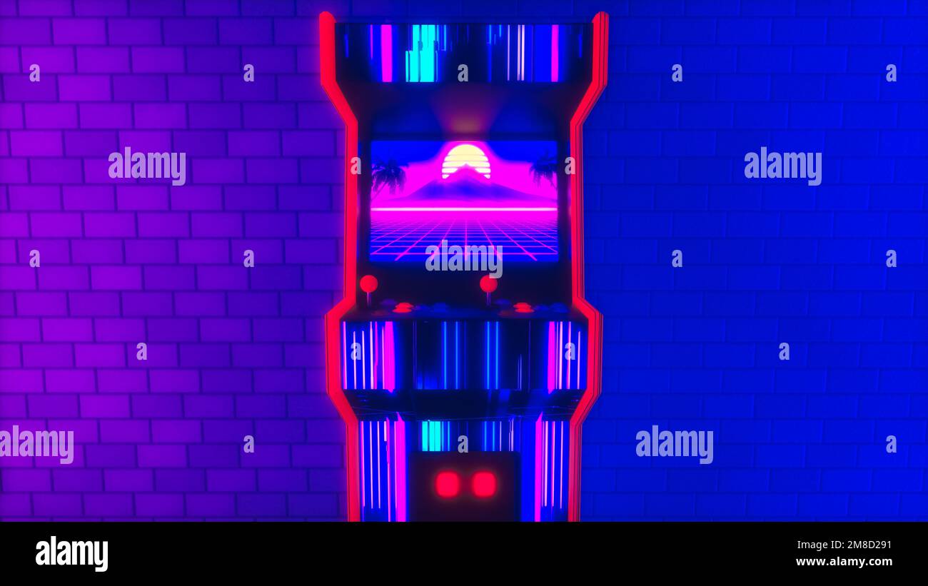 an arcade machine, game over (3d rendering Stock Photo - Alamy