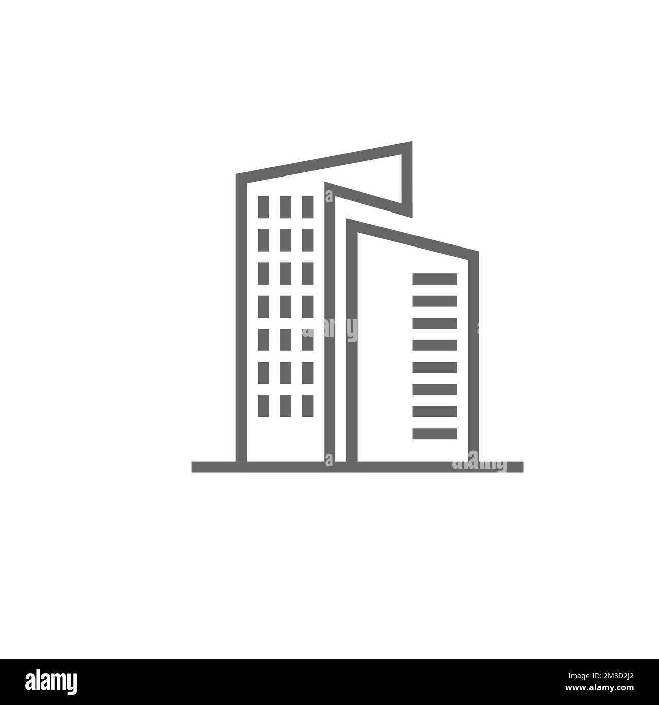 Icons of office buildings and business districts, common graphic ...