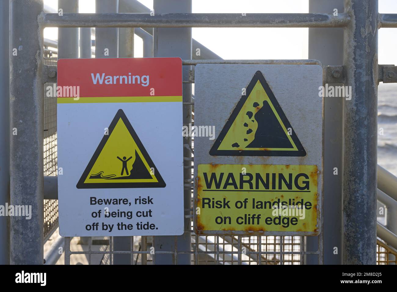 Danger Signs at Beachy Head, East Sussex, UK Stock Photo - Alamy