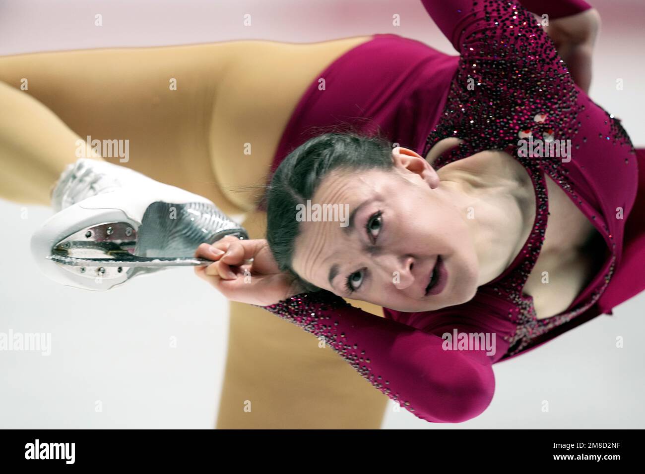 Justine Miclette from Quebec performs during the senior women’s short ...