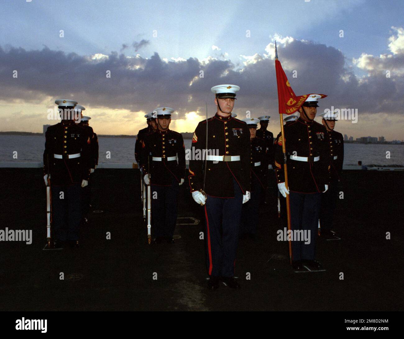 Members of the Marine detachment aboard the nuclear-powered aircraft ...