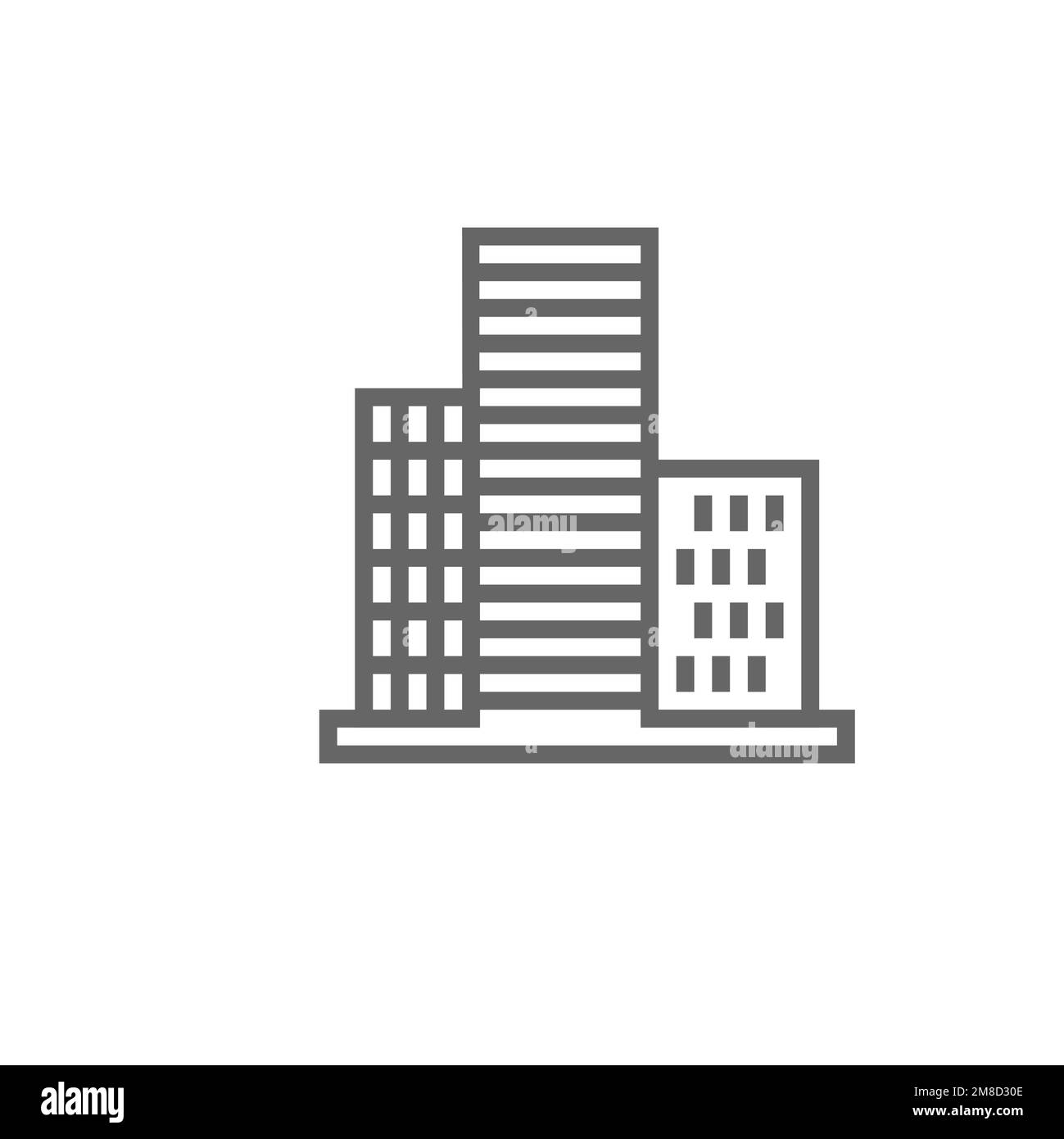 Icons of office buildings and business districts, common graphic ...