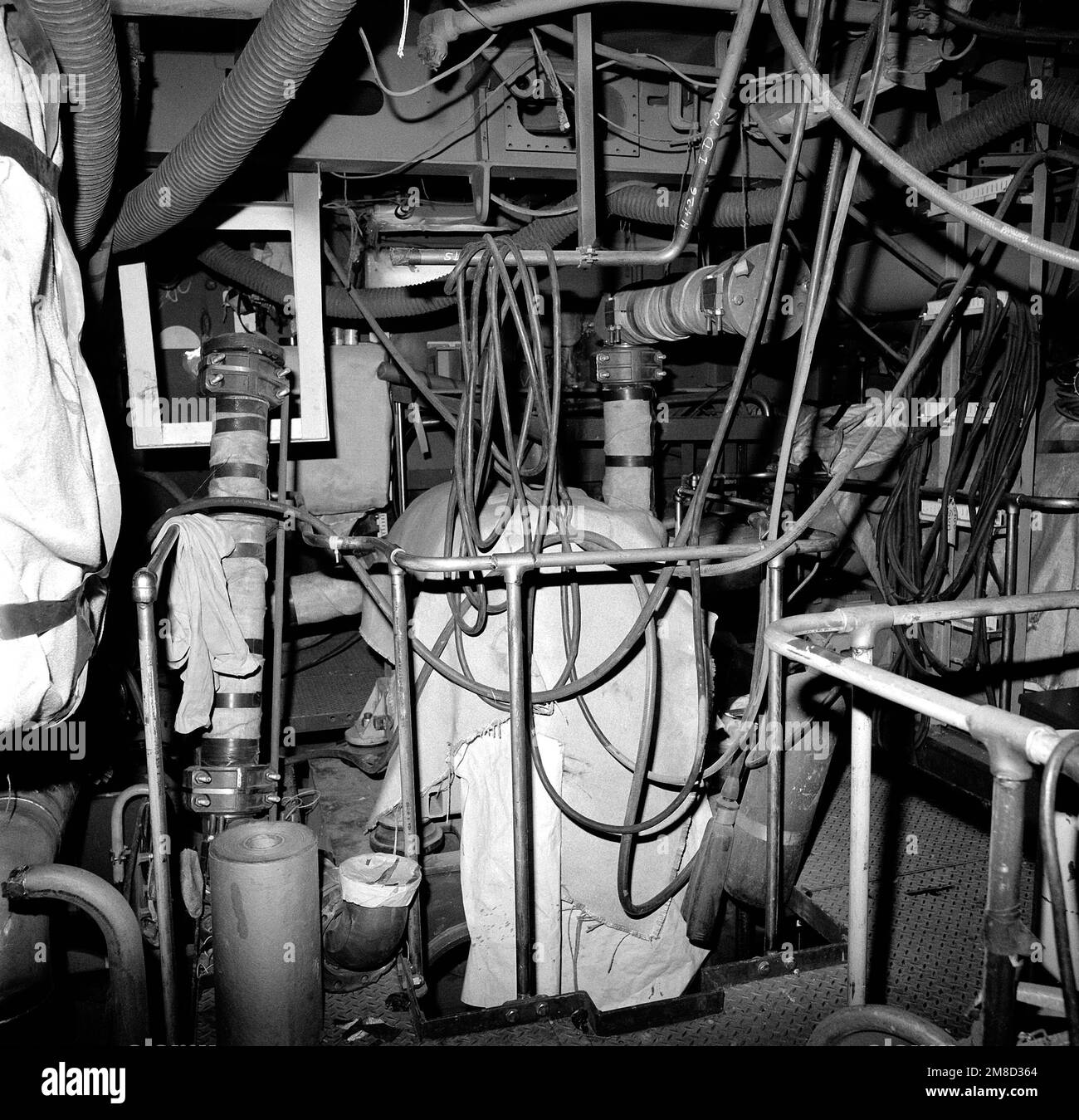 A view of auxiliary machinery room No. 2 aboard the guided missile ...