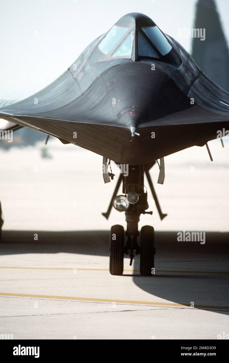 A 9th Strategic Reconnaissance Wing SR-71 aircraft taxis on the flight ...