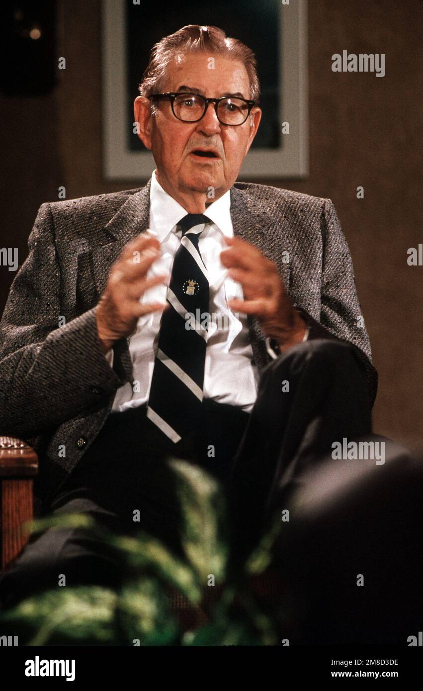 Retired GEN Curtis E. LeMay speaks during an interview taped for the ...