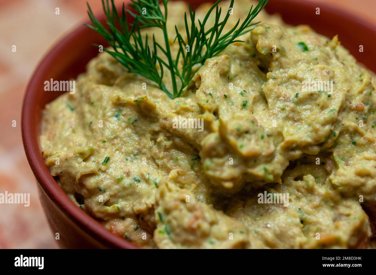 Sprat pate with spinach and pepper. Sprat in oil, Danish cuisine. Food ...