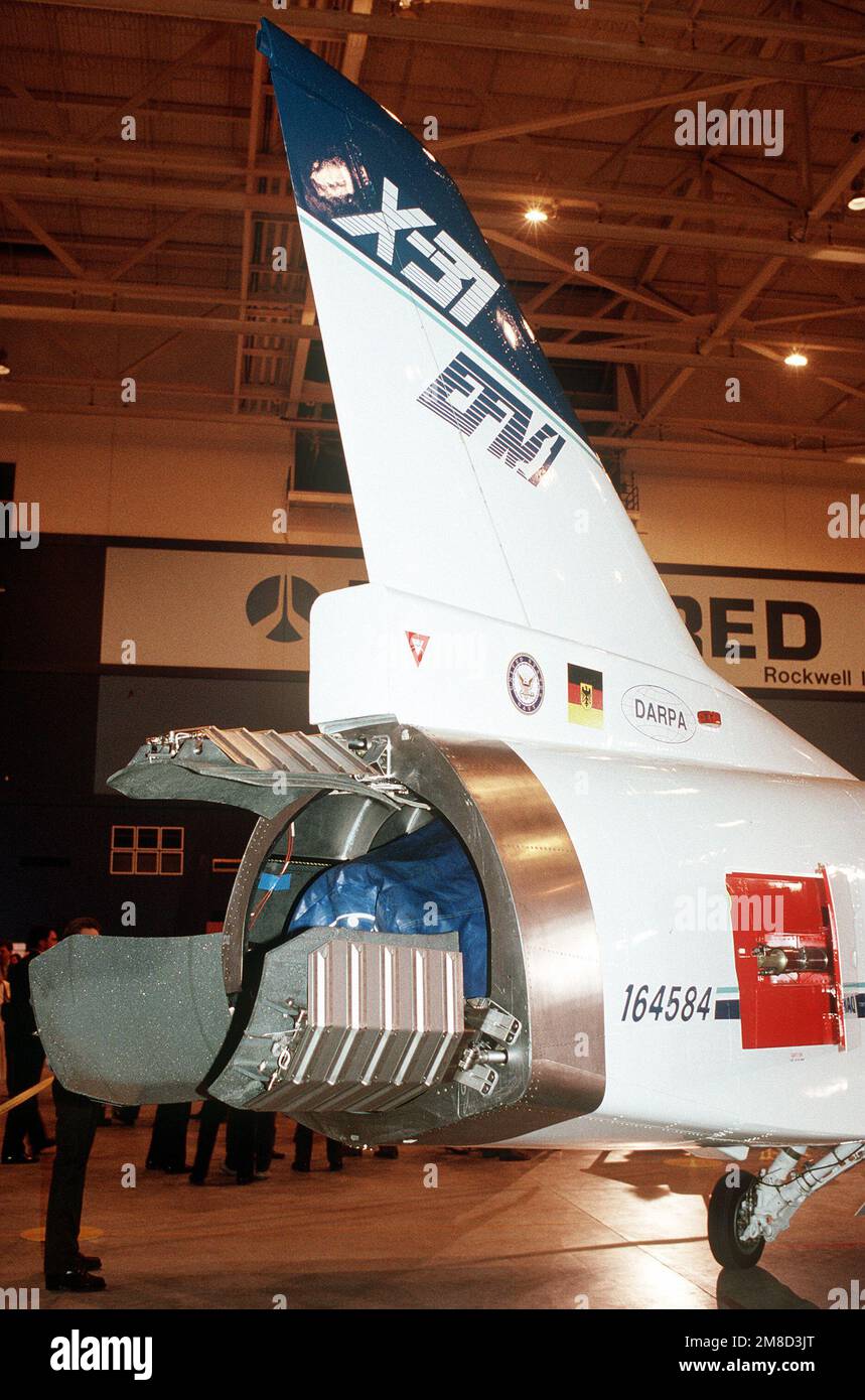 A close-up view of the thrust vector control systems of the X-31 ...