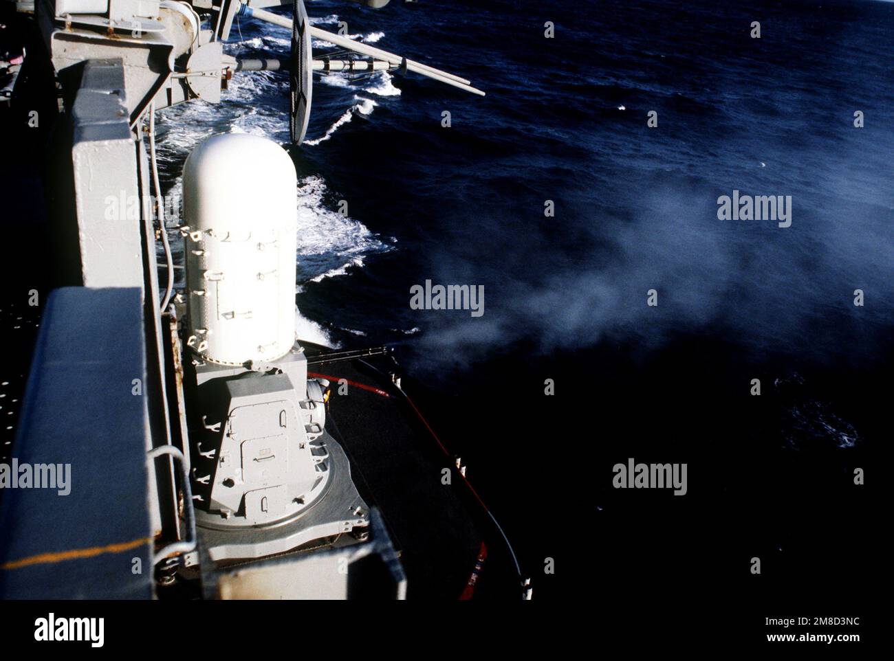 A Mark 15 Phalanx close-in weapons system is fired from the aircraft ...