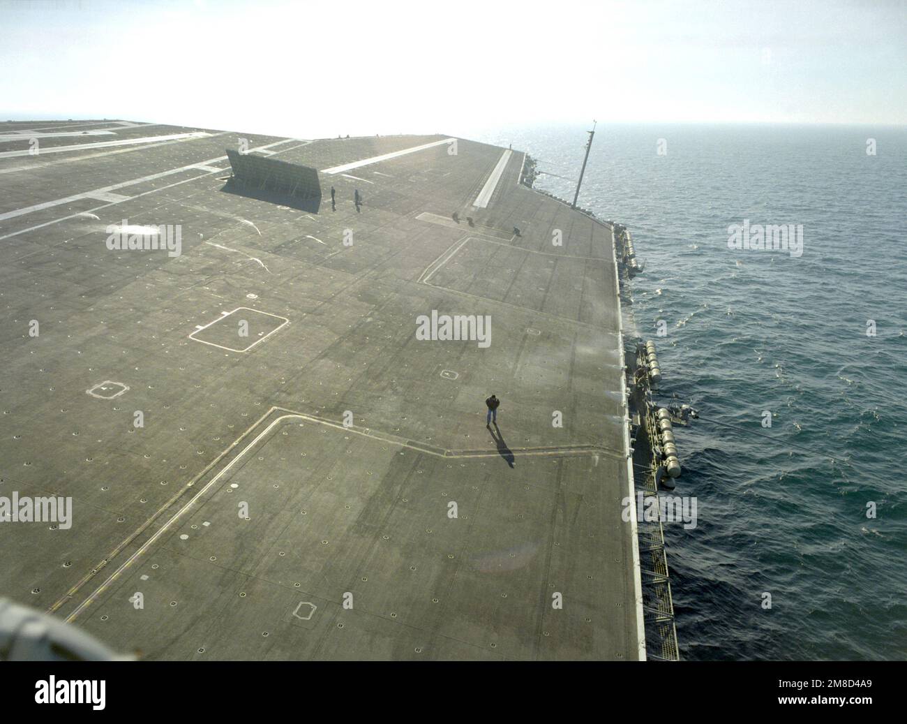 A view looking forward from the signal bridge aboard the nuclear ...