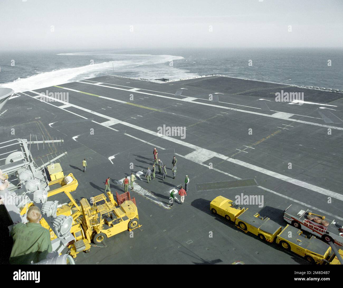 A view looking aft from the signal bridge aboard the nuclear-powered ...