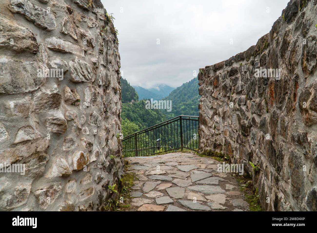 Old medieval stone walls Zilkale Castle in Camlihemsin, Rize, Turkey ...