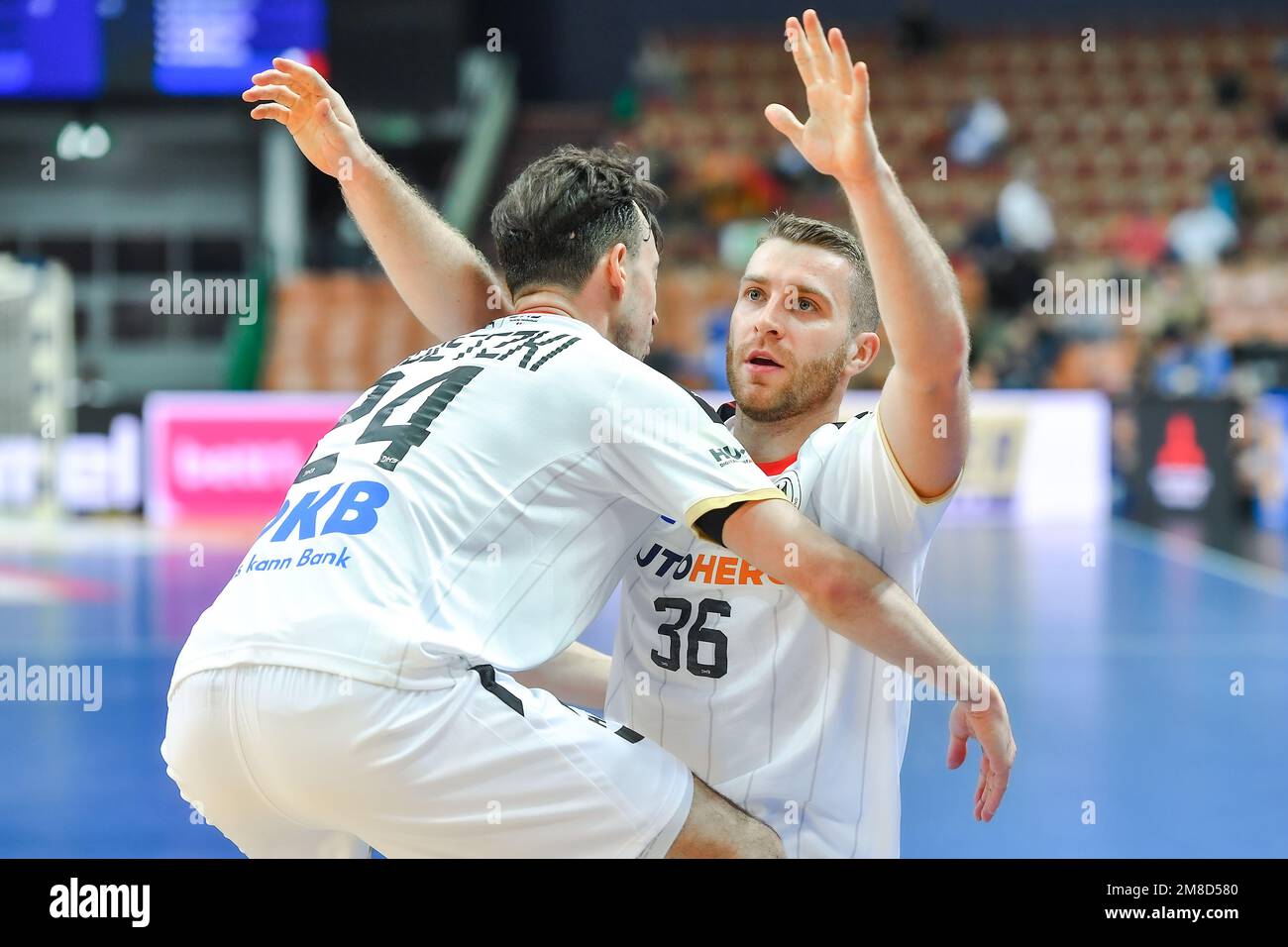 Patrick Groetzki, Lukas Mertens during IHF MenÕs World Championship match between Germany and ...