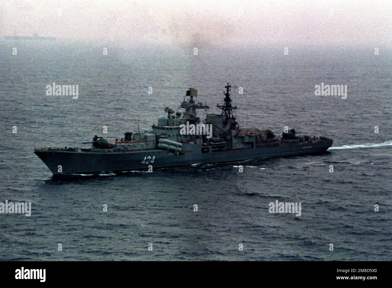 A port bow view of the Soviet Sovremenny class destroyer OKRYLENNY ...