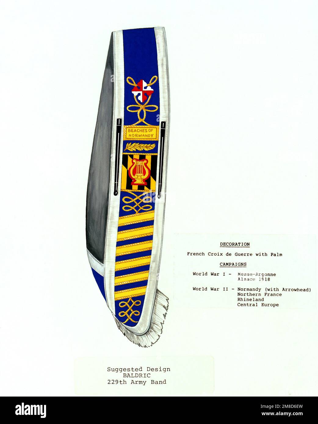 Heraldic Band Regalia: Baldric, 229th Army Band. Country: Unknown Stock ...