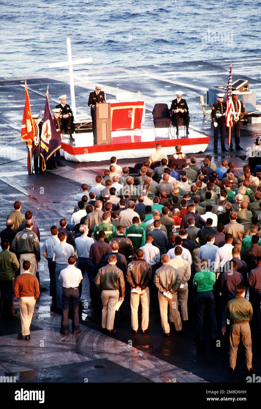 The crew of the nuclear-powered aircraft carrier USS DWIGHT D ...