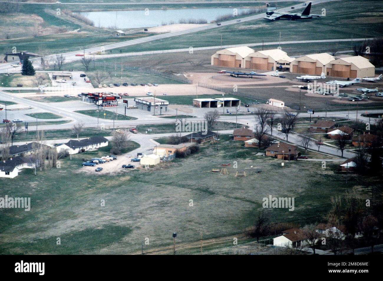 An aerial view of the air museum and the front gate. Base: Ellsworth ...