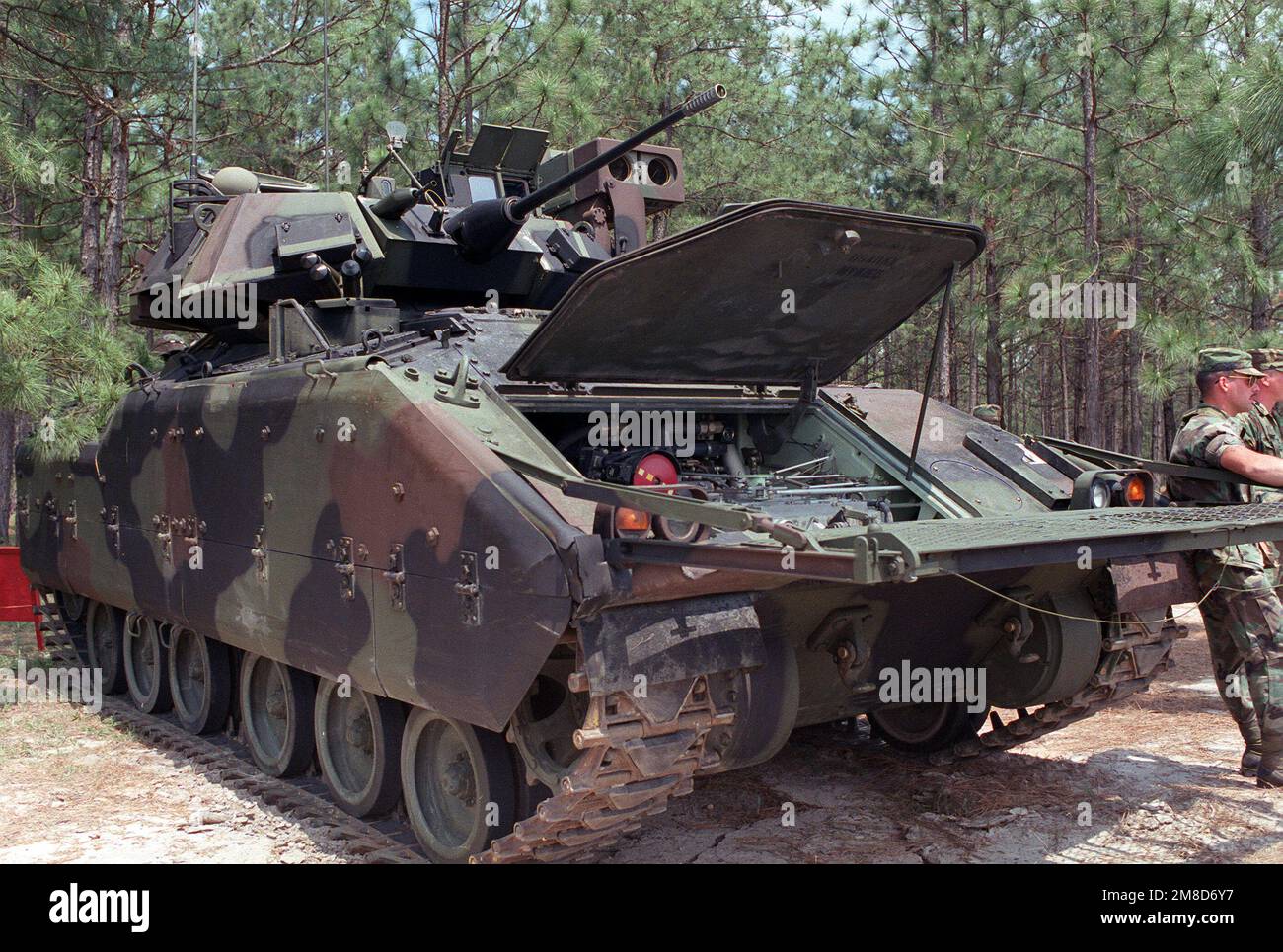 A front view of the M-3 Bradley fighting vehicle which will be used by ...