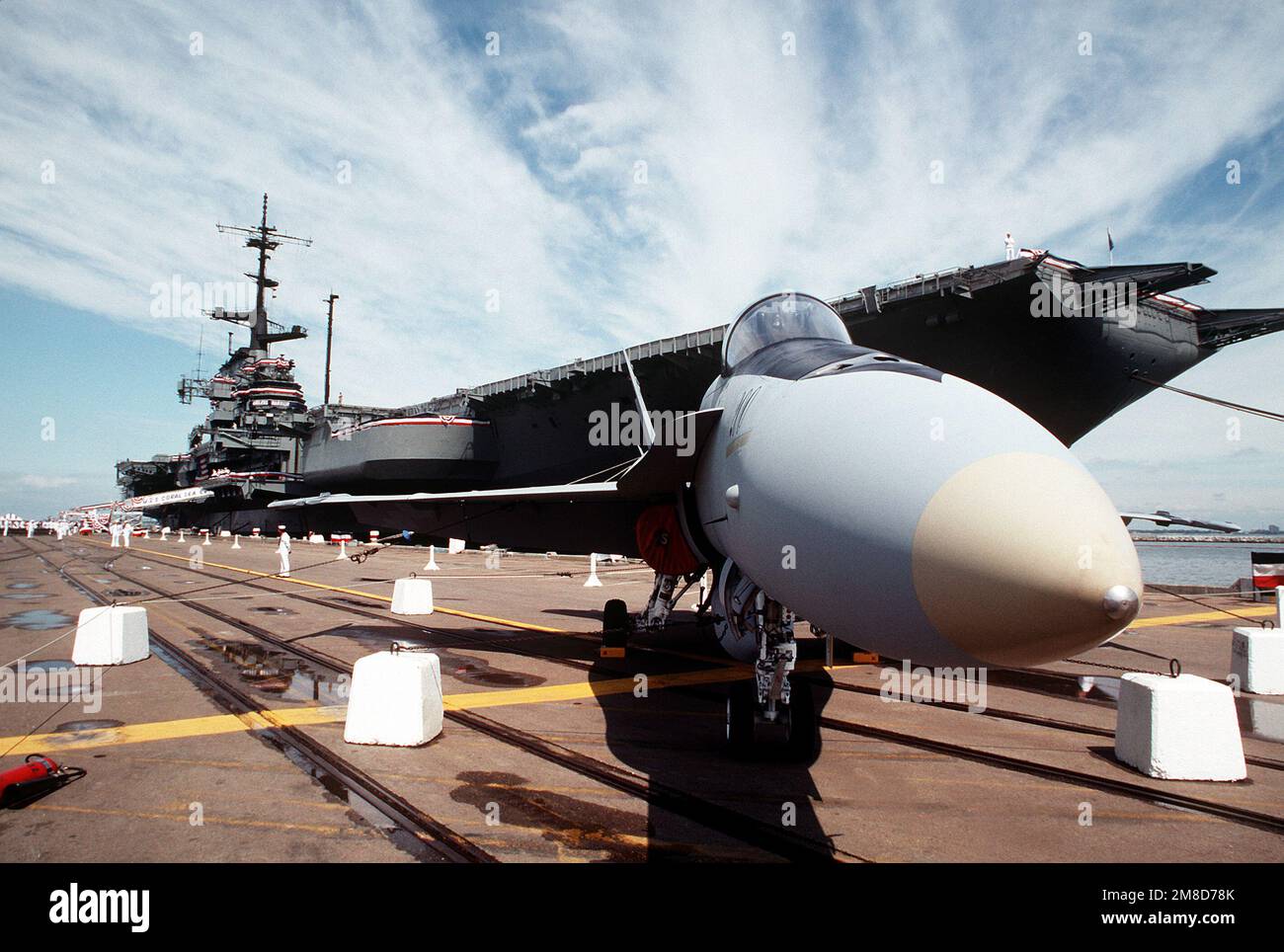 A Strike Fighter Squadron 132 (VFA-132) F/A-18A Hornet aircraft is ...