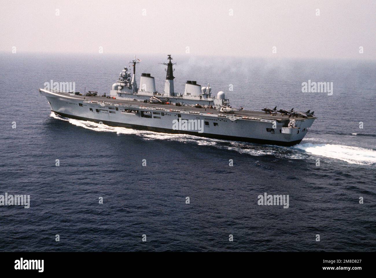 A port view of the British light aircraft carrier HMS INVINCIBLE (R-05 ...