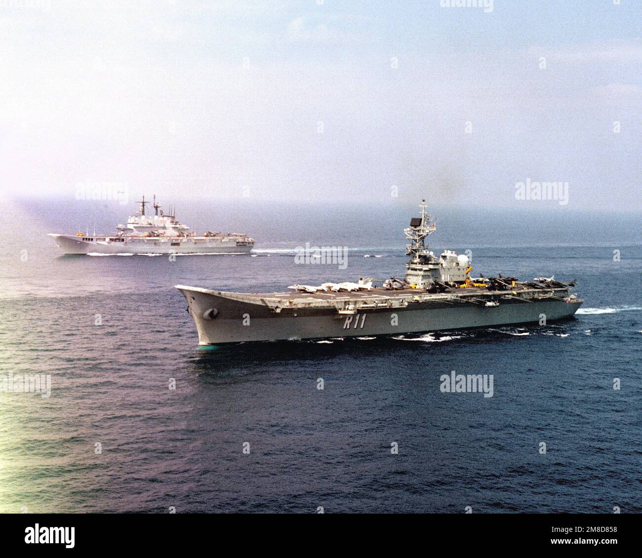 A port view of the Spanish aircraft carrier SPS PRINCIPE DE ASTURIAS (R ...