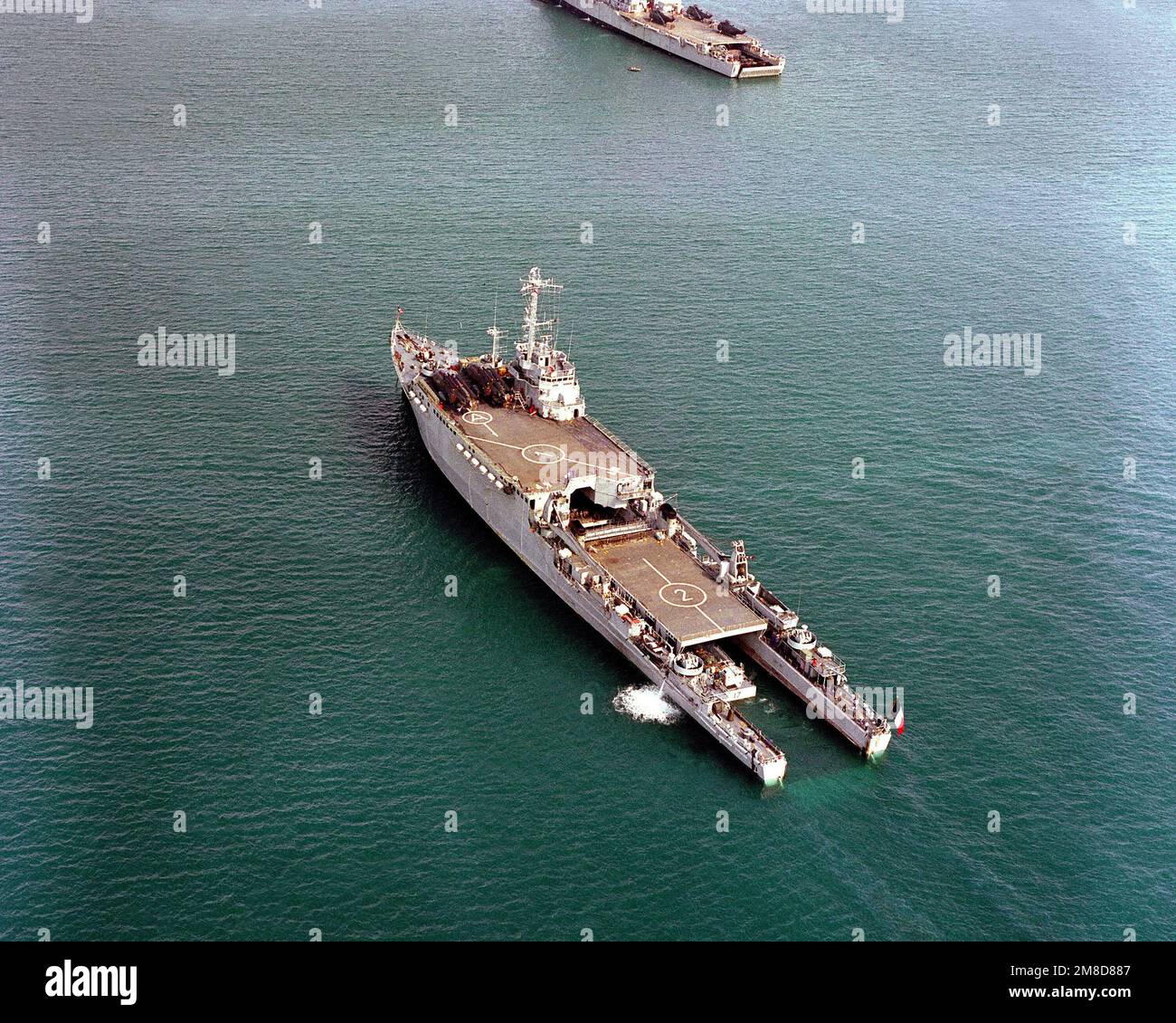 An aerial port quarter view of the of French landing ship dock FS ...