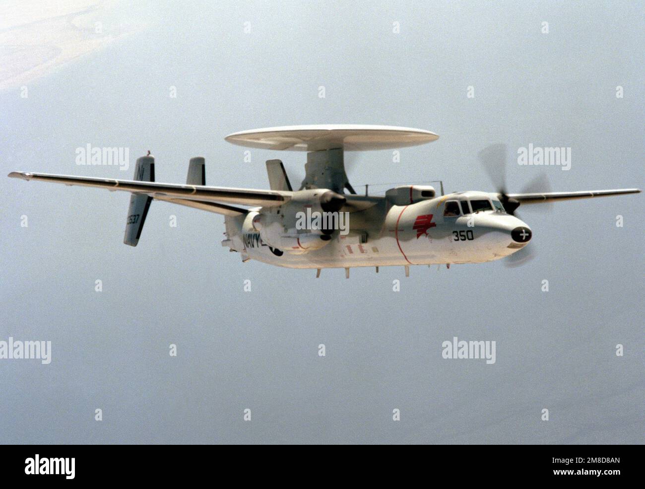 An air-to-air right front view of an Airborne Early Warning Squadron ...