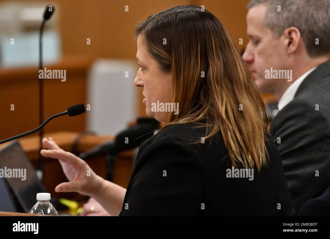 Mackenzie Renner, one of Mark Jensen's attorneys, questions Edward Klug ...