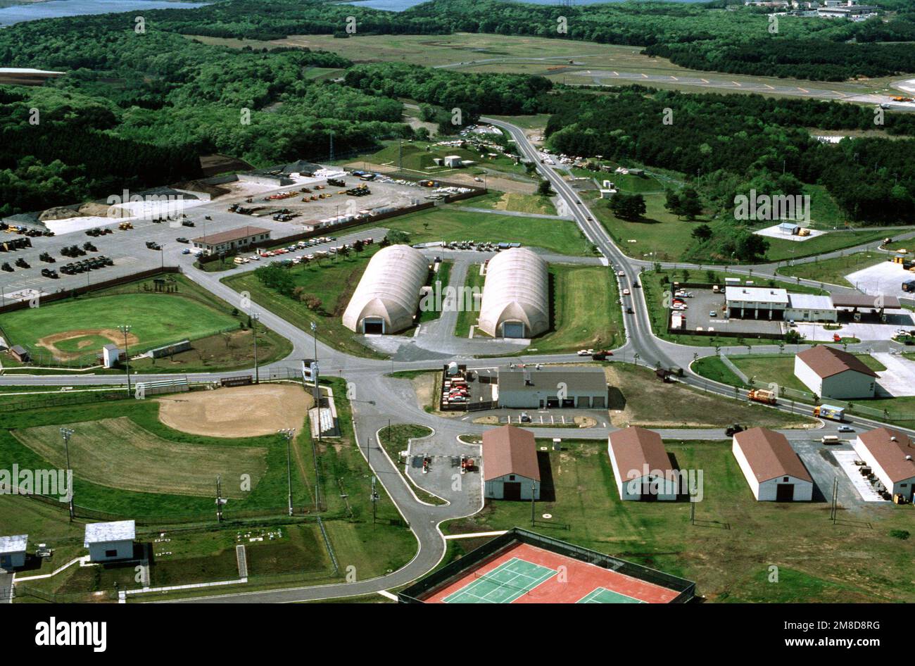 An aerial view of a portion of the base. Base: Naval Air Facility ...